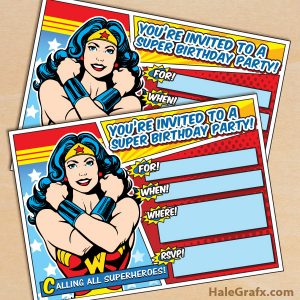 Free Printable Wonder Woman Invitation • Free-Printables.com